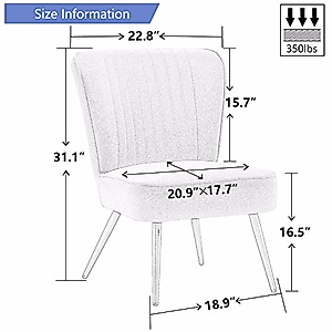 Alunaune Orange Accent Chair Set of 2 Upholstered Living Room Chairs Modern Bedroom Furniture Sets Armless Slipper Club Chair Guest Reception Couch Comfy Wingback Single Sofa