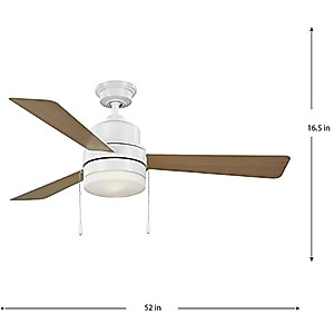 Progress Lighting P250076-028-WB Trevina V 3-Blade Modern Indoor Ceiling Fan Satin White with Light Kit and White Opal Shade