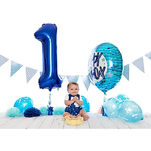 40 Inch Navy Blue 1 Balloon for First Birthday, Blue One 1st Number Balloon Birthday Decorations for Man, 10th 21st, Giant Number 1 Balloon