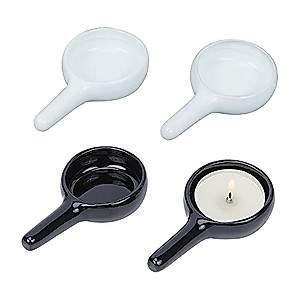 AHANDMAKER 4 Pcs Little Candle Spoon Replacement, 2 Pcs Tealight Wax Warmer Flat Round Ceramic Candle Spoon for Essential Oil Burner Tealight Fragrance Warmer Aromatherapy Diffuser