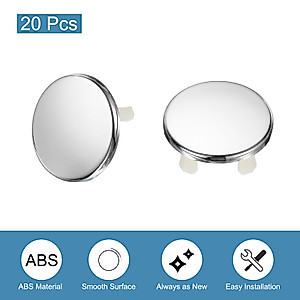 uxcell 20pcs Sink Overflow Rings, Bathroom Kitchen Basin Trim Bath Sink Hole Round Single Layer Plastic Overflow Drain Cover Insert in Hole (Silver Tone)