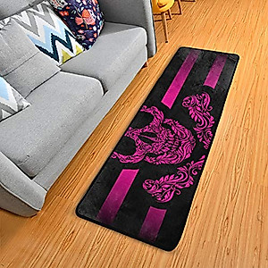 Doormat Area Rug Mat Runner Carpet Red Skull for Bedroom Front Door Kitchen Indoors Home Decoration 72*24inch