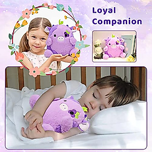 LMTGLDT Cow Plush Cow Stuffed Animals Pillow, Purple Cow Plush Soft Cow Pillows, Kawaii Purple Plushie Cow Toy for Kids Girls Boys Birthday Gift Home Decoration