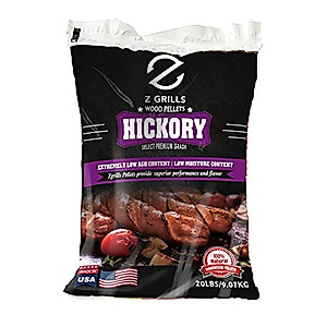 Z GRILLS 100% All-Natural Flavor American Hickory Hard Grill, Smoke, Bake, Roast, Braise & BBQ Wood Pellet, 1 Pack Total 20lbs