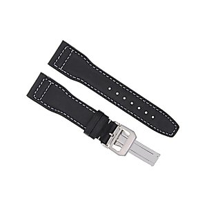 Ewatchparts 23MM LEATHER WATCH STRAP BAND COMPATIBLE WITH IWC PORTUGUESE PILOT AQUATIMER CLASP BLACK WS