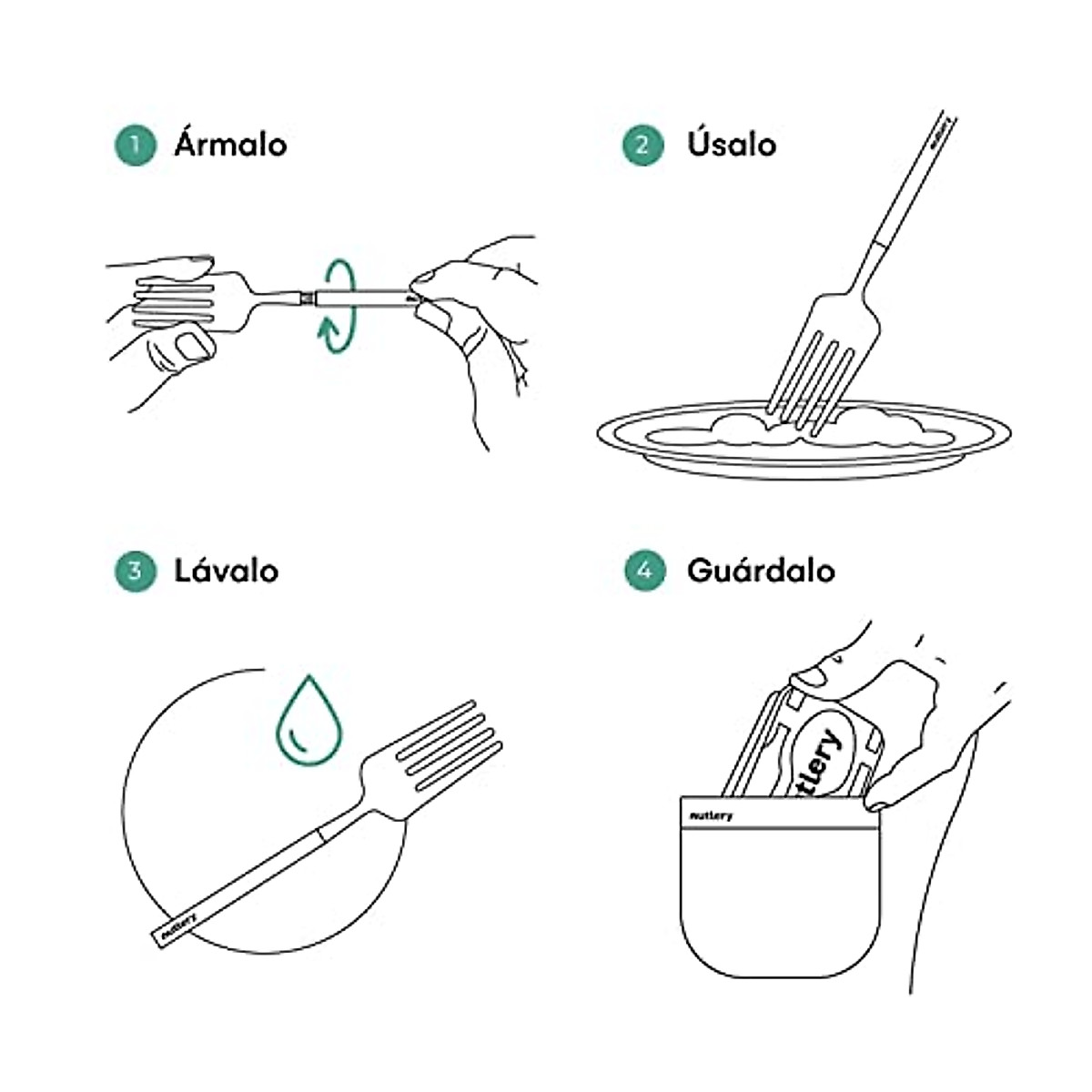 Outlery | Portable & Reusable Stainless Steel Travel Cutlery Set and Reusable Chopsticks (Black) Pocket Sized Cutlery Set