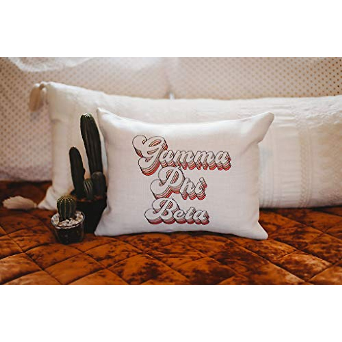Sorority Shop Gamma Phi Beta Pillow – Retro Design, 12" x 16" Lumbar Pillow Sorority