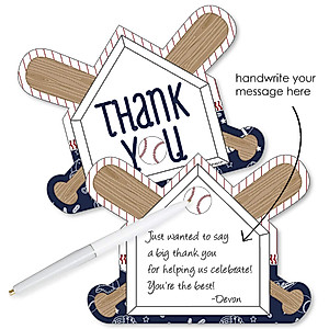 Big Dot of Happiness Batter Up - Baseball - Shaped Thank You Cards - Baby Shower, Birthday Party Thank You Note Cards with Envelopes - Set of 12