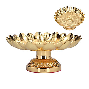 Decorative Tray Decor, Small Decorative Tray High Capacity Delicacy Offering Bowl Decorative Plate for Placing Fruit Worship Buddha(press 7 Inch Lace Heavy Fruit Plate)