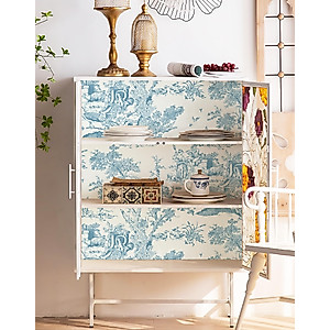 Peel and Stick Wallpaper Blue and White Wallpaper Toile Removable Self-Adhesive Wallpaper for Bedroom Bathroom Vintage Contact Paper for Walls Covering 16In×78.7In