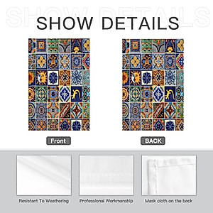 Double-sided garden flag Mexican Talavera Ceramic Tile Pattern Ethnic Folk Outdoor Flag Garden Flag Yard Outdoor Decoration （12×18in）.
