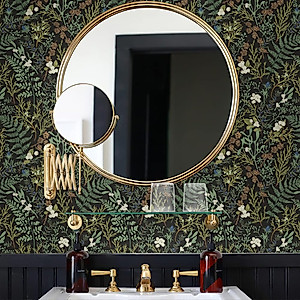 MuralPeel Black Moss Leaf Flowers Peel and Stick Wallpaper Floral Easy Peel Off Contact Paper Vintage Self Adhesive Removable Stick on Wall Paper for Kitchen Cabinet Furniture Renter Friendly3