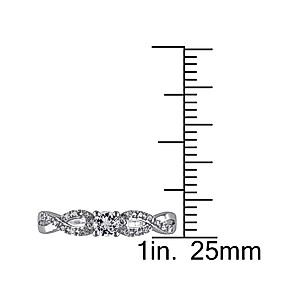 Gem And Harmony 1/4 Carat (ctw) Lab-Created White Sapphire Infinity Ring with Diamonds in Sterling Silver