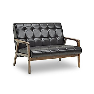 Baxton Studio Mid-Century Masterpieces Love Seat, Brown