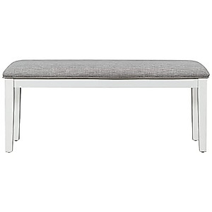 SIYSNKSI Modern 6 Piece Dining Table Set, Wood Dinette Table with 4 Upholstered Chairs and Bench, Classic Traditional Style Kitchen Table Set for 6 People (White+Gray)