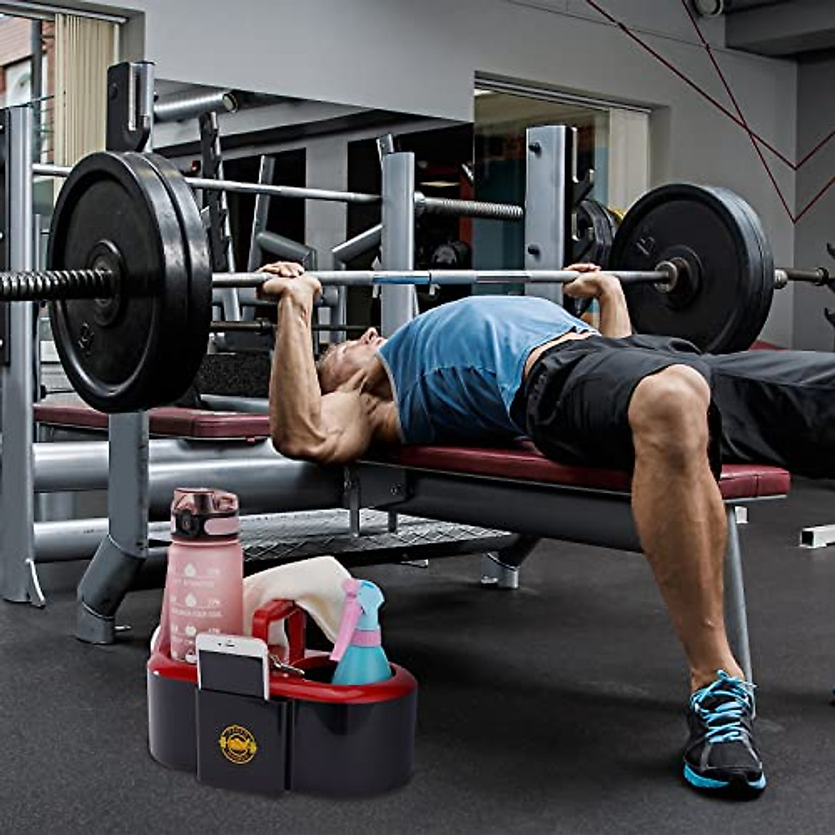 ProtoNiMBUS The Original Multipurpose Bottle Caddy for Gym – Caddy Organizer for Phone, Keys, Water Bottle, Sprayer, Towel – Heavy-Duty Caddy Organizer with Handle – 12 x 6 x 4.5-inch