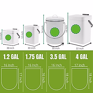 1.75-gallon (6.6L) Compostable, Extra-Thick Countertop Waste Bin Bags| Unscented Leak Proof Bags for Office, Home, Bathroom, Bedroom, Car, Kitchen, Pet(Green)1 Pack| 110 Counts. (1.75 Gallon)