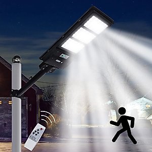 Vikrami 600W Solar Street Lights Outdoor Waterproof 60000LM, Dusk to Dawn, with Motion Sensor and Remote Control, Suitable for courtyards, Gardens, Streets, Garage, etc. Wall or Pole Mount