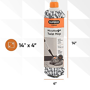 Superio Twist Mop Self Wringing Mop with Scrubber Microfiber Mop for Hardwood, Tile, Laminate Floors Commercial/Industrial Use.-Grey
