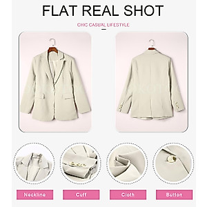 Dokotoo Women's Blazers & Suit Jackets Open Front Buttons Fashion Jacket Solid Color Work Office Spring Blazer Jackets for Women Business Casual Khaki Medium