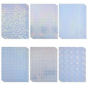 QiXin 24 Sheets Holographic Sticker Paper 8.5 x11 inch for Inkjet Printer & Laser Printer US letter size Holographic Printable Vinyl Rainbow Sticker Printer Paper Adhesive Waterproof Vinyl