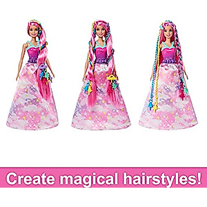 Barbie Dreamtopia Doll, Twist 'n Style Pink Hair with Rainbow Extensions, Twisting Tool and Styling Accessories
