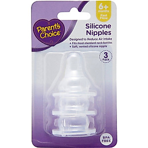 Parent's Choice Fast Flow Silicone Nipples, 3 ct
