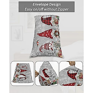 Edwiinsa Christmas Pillow Covers Standard Size Set of 2 20x26 Bed Pillow, Plush Soft Comfort for Hair/Skin Cooling Pillowcases with Envelop Closure Throw Covers Grey Gnomes Fantasy Snowy Tree Branch