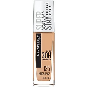 Maybelline Super Stay Full Coverage Liquid Foundation Active Wear Makeup, Up to 30Hr Wear, Transfer, Sweat & Water Resistant, Matte Finish, Nude Beige, 1 Count