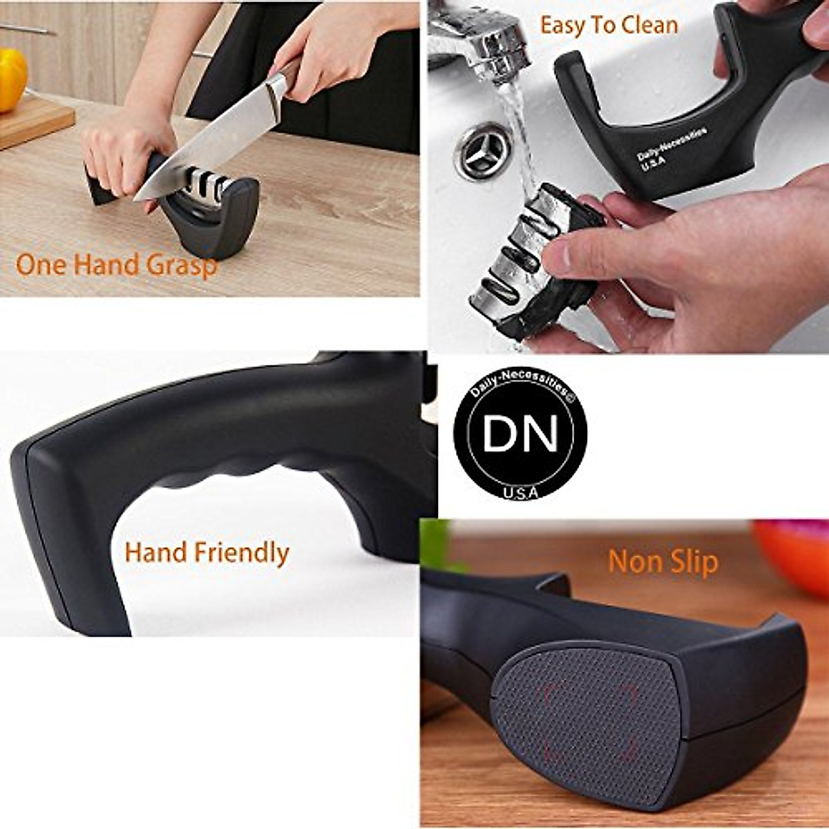 Best Knife Sharpener Machine With Handle, Kitchen Knife Sharpner Set Steel Diamond, Ceramic Sharpeners Kit Tool For Handheld Portable Pocket Knifes, Professional Kitchen Sharpening System!