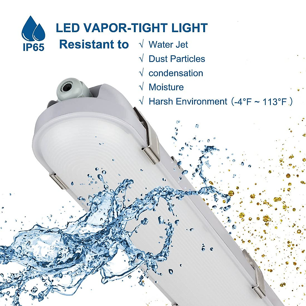 DAKASON 4-Pack LED Vapor Tight Light 40W (80W Eq.) 4200lm, 4FT Outdoor Shop Light Waterproof 5000K IP65 100-277V LED Vapor Proof Fixture for Parking Garage Car Wash Warehouse UL Listed