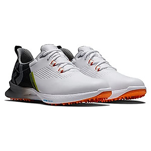 FootJoy Men's FJ Fuel Golf Shoe, White/Black/Orange, 9.5