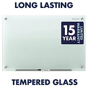 Quartet Whiteboard, Glass Dry Erase Board, Non-Magnetic, 3' x 2', Infinity Frameless Mounting, Frosted Surface, Accessory Tray, and 1 Dry Erase Marker (G3624F)