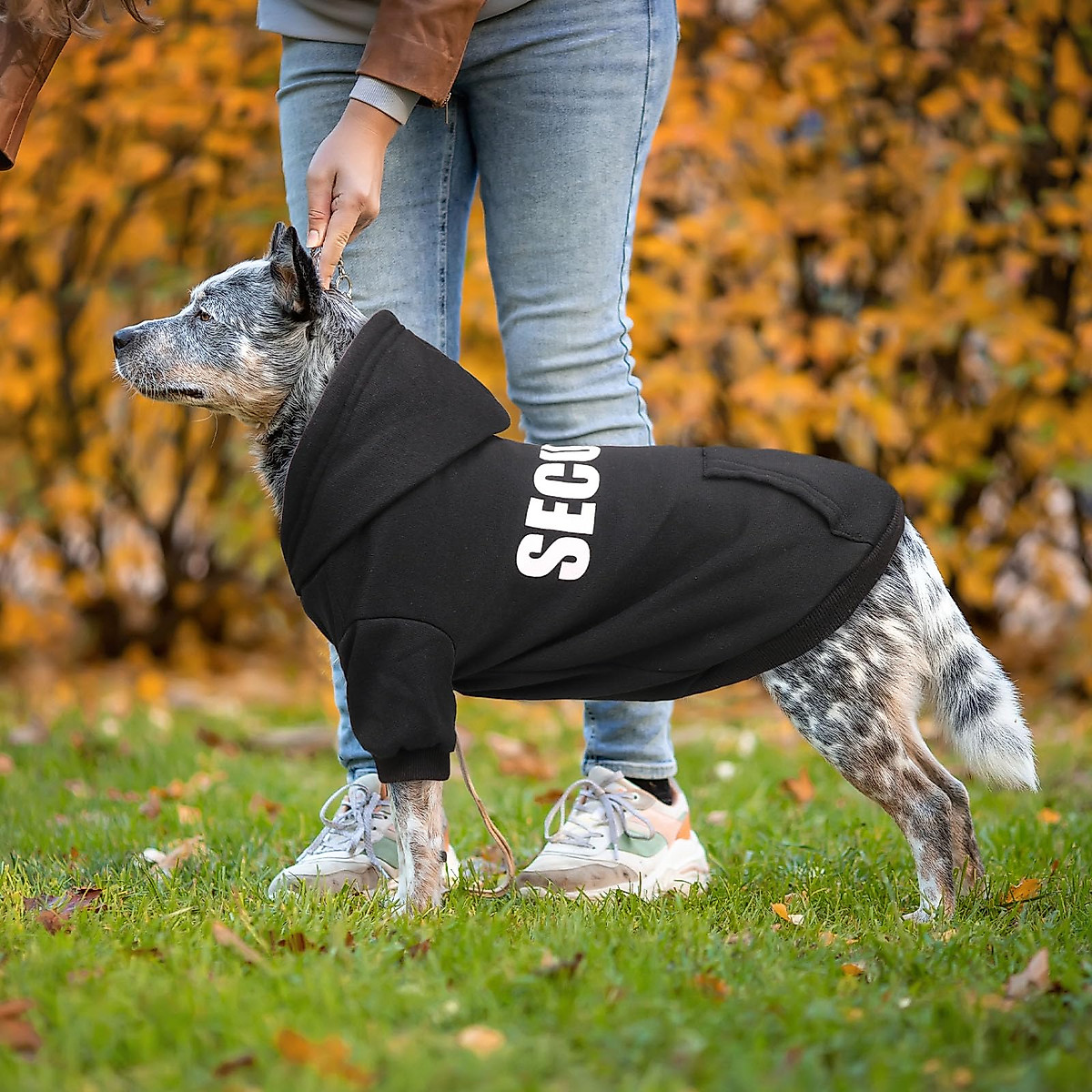 Dog Sweaters for Large Dogs Security Dog Hoodie Dog Sweater Soft Brushed Fleece Dog Clothes Dog Hoodie Sweatshirt with Pocket(XL)