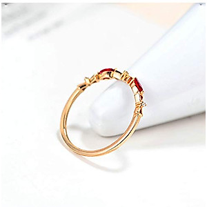 KnBoB Women Bow-Knot Round Shape 0.15ct Ruby Ring 18K Rose Gold Promise Wedding Engagement Bridal Anniversary Ring Size 8.5