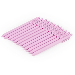 U-RIGHT 12 Pcs Gel Ink Pens Black Ink 0.5 mm Fine Point Smooth Writing Cute Pens for Office School (Light Pink)