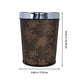 Retro Style Decorative Trash Can, 10L Capacity Waste Paper Basket with Pressing Ring, Flower Print Paper Bucket, Garbage Can Waste Basket Home Office Multi- Function Waste Bin