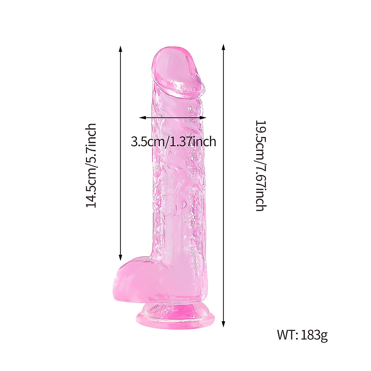 Pink Dildo,7.6" Ultra-Soft Realistic Dildo with Suction Cup Base for Hands-Free Play, Body-Safe Material