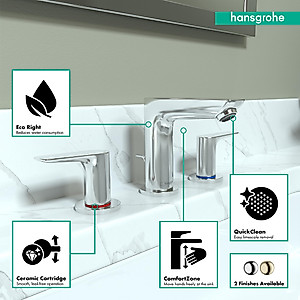 hansgrohe Talis E Modern Easy Install Easy Clean 2-Handle 3 5-inch Tall Bathroom Sink Faucet in Chrome, 71733001
