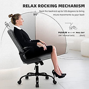 SEATZONE Home Office Chairs with Wheels, Comfortable Ergonomic Flip-up Armrest Adjustable Computer Desk Chair Backward Tilt