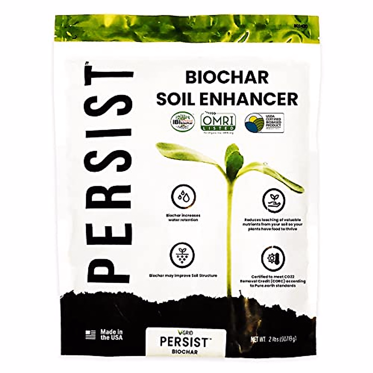 Persist Horticultural Charcoal, Biochar Soil Amendment for Indoor Plants, Improves Potting Soil for Indoor Plants & Terrariums, 100% Natural Active Carbon Organic House Plant Soil Enchancer 3qt Bag