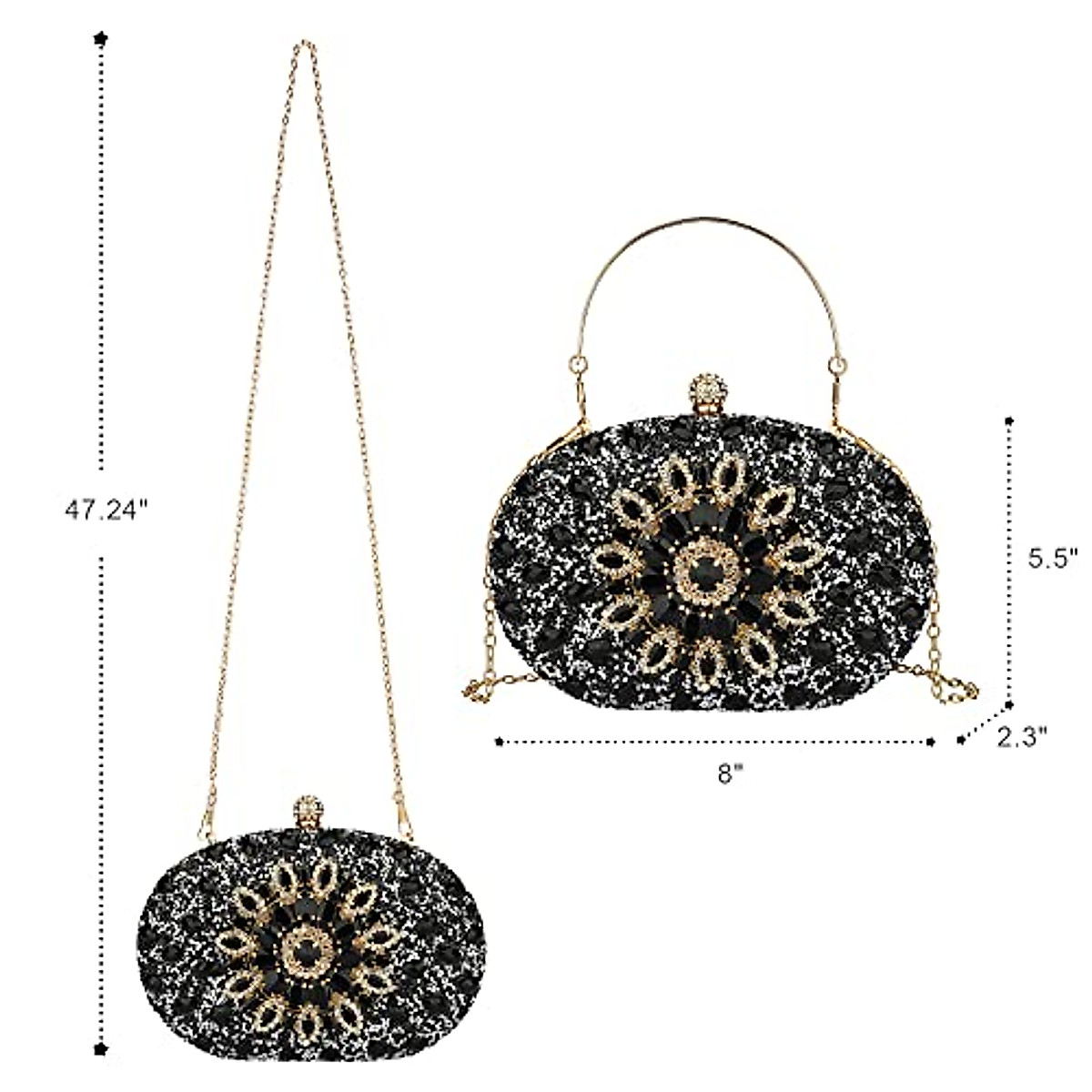 Rhinestone Hobo Bags for Women, Sparkly Evening Handbag Rhinestone Purse Sparkly Crystal Clutch Purse Chic Evening Handbag