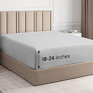 Extra Deep Pocket Fitted Sheet - Single Fitted Sheet Only - Extra Deep Pockets Cal King Size Sheets - Fits 18 in to 24 in Mattress - Extra Deep Cal King Fitted Sheet - Deep Pockets That Actually Fit