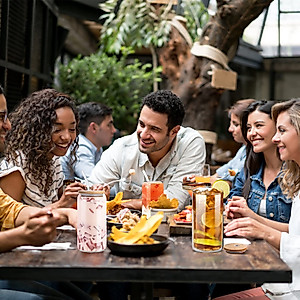 Vozoka Beer Glass Cups with Bamboo Lids and Glass Straw, 6 Set 16 Oz Ice Coffee Glasses, Tumbler Glass Cup, Drinking Glasses Set for Coffee Whiskey Cocktail