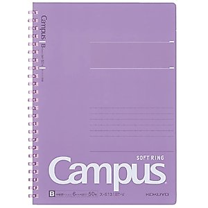 KOKUYO Spiral Lined Notebook, 8.3'' x 5.8'' Pastel Journal A5 Campus Soft Ring Notebooks with Dot 6 mm Ruled, 50 Sheets, Purple 1 Subject Notebook, Note Taking for School. Japan Import (SU-S131BT-V)