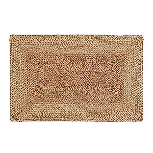 Jute Braided Natural Rug 2’X3' -Natural Linen Colour, Hand Woven & Reversible for Living Room Kitchen Entryway Rug, Jute Burlap Braided Rag Rug 24x36 inch, Farmhouse Rag Rug, Rustic Rug