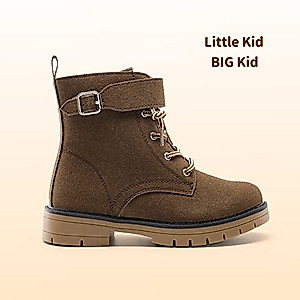 DREAM PAIRS SDBO226K Boys Girls Anckle Combat Boots Brown Size 6 Big Kid