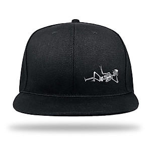 Snapback Hats for Men-Flat Bill Hats,Mens Hats Snapback,Skull Skeleton Hat,Snap Backpack Hat,Black Baseball Cap Gift for Men