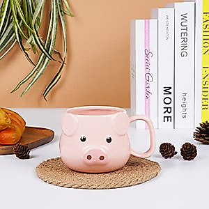 ToCooTo Pig Coffee Mug 14 oz Ceramic Novelty Coffee Mug 3D Porcelain Tea Mug for Women Christmas Housewarming Holiday Birthday Gifts for Women Mom Kids Teacher and Best Friend Pink
