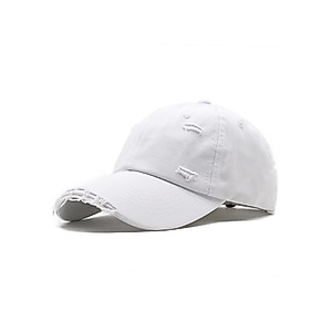 Century Star Womens Baseball Caps for Men Baseball Hat Distressed Cotton Dad Hat Summer Adjustable Golf Runing Hat Solid White One Size